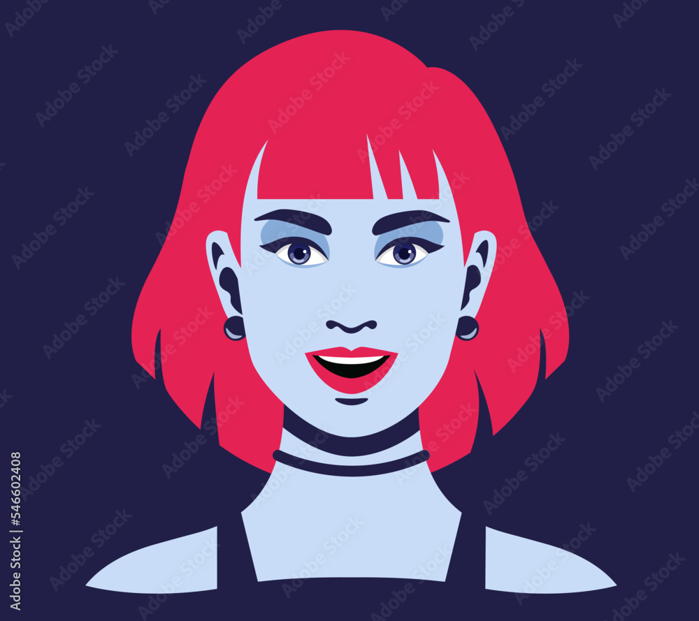 Portrait of a beautiful woman. Avatar for social media. Bright vector ...