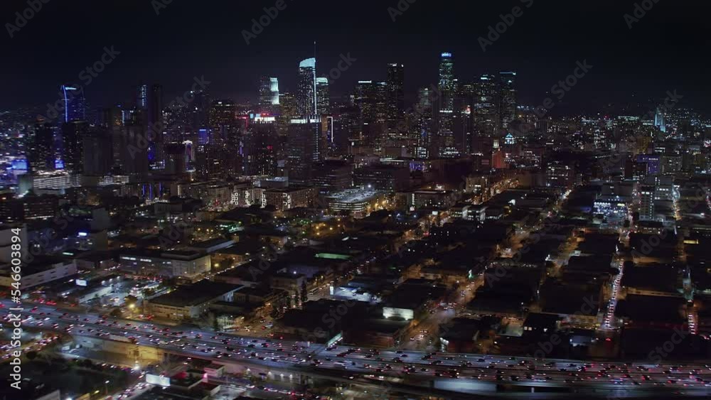 Amazing Aerial View Of Downtown Los Angeles. City Skyline With its ...
