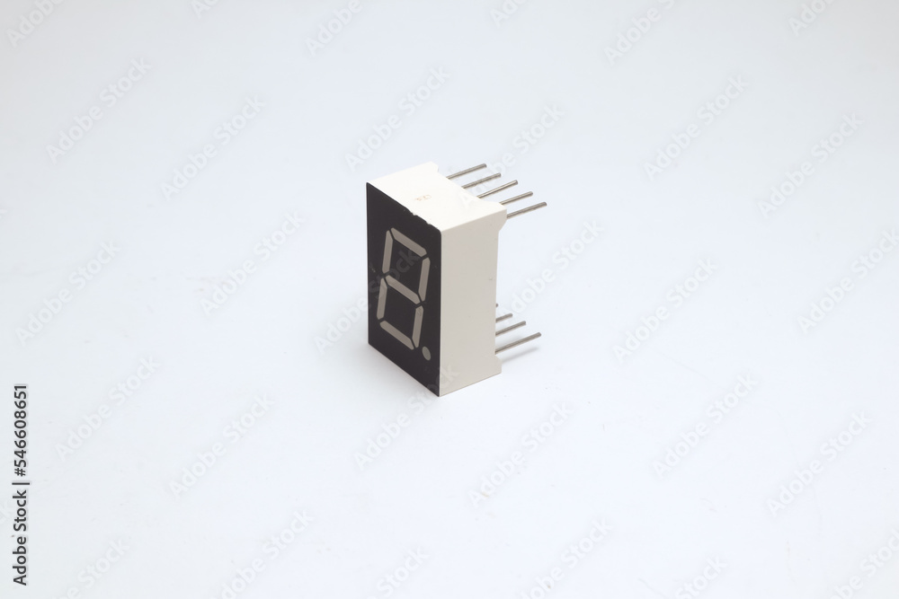 A 7-segment module on a white background used as a DIY material for ...
