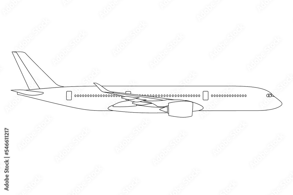 Avión de línea de largo alcance a350 Stock Illustration | Adobe Stock