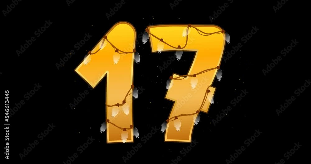 Number 17 vector illustration. Digits with glowing lights and bulbs ...