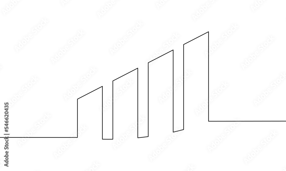 Continuous line drawing of graph, bar chart, business growth, object ...