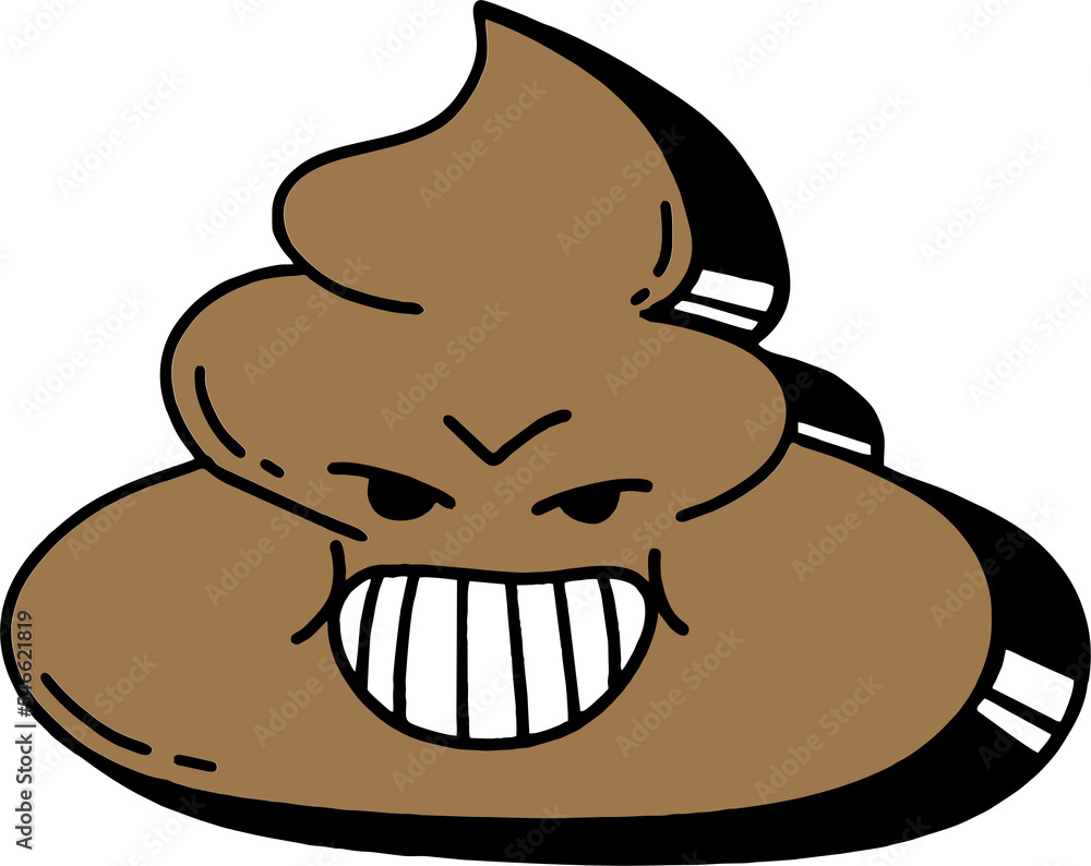 Poop is a retro cartoon character from the 30s. Vintage comic smile ...