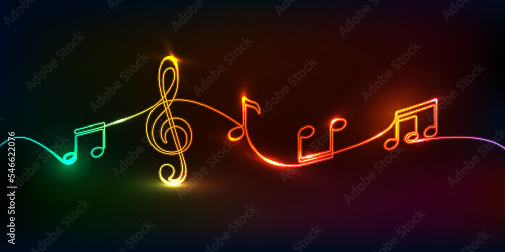 Colorful Neon Music Notes