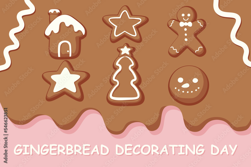 Gingerbread Decorating Day background. Stock Vector | Adobe Stock