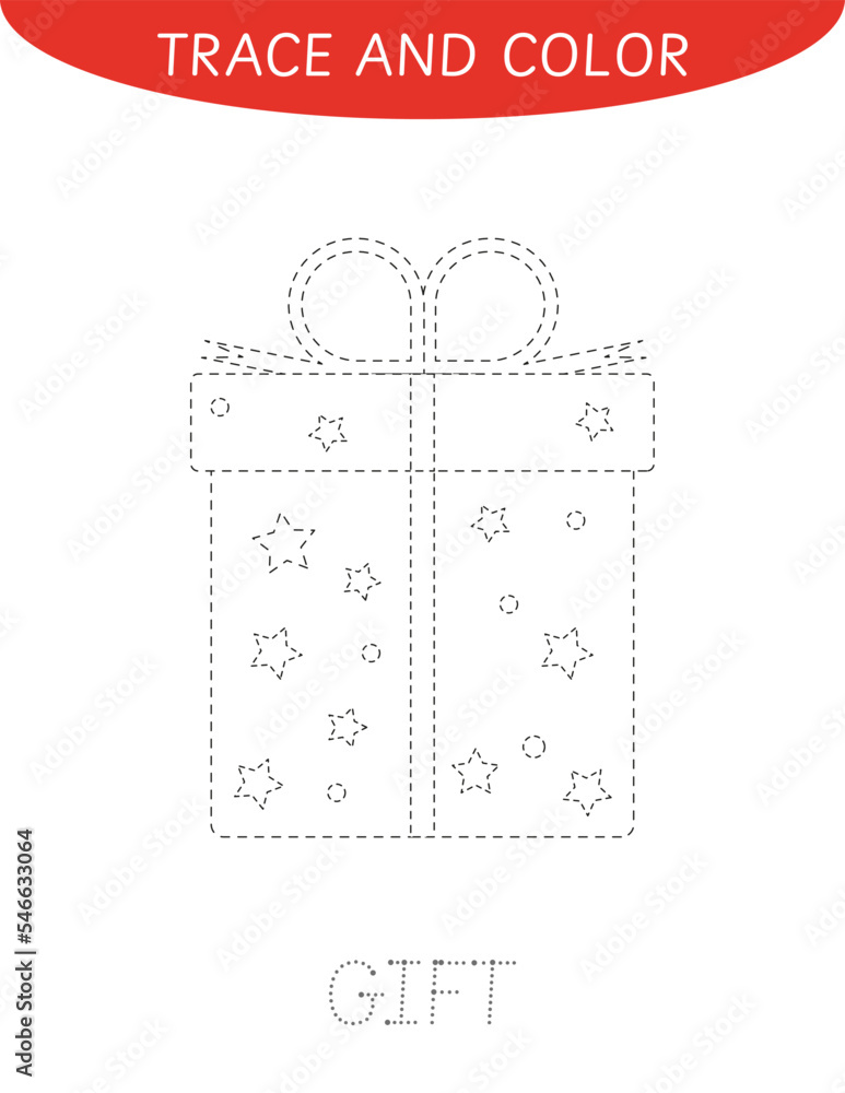 Vetor de Trace and the gift worksheet for preschool kids. Tracing and ...