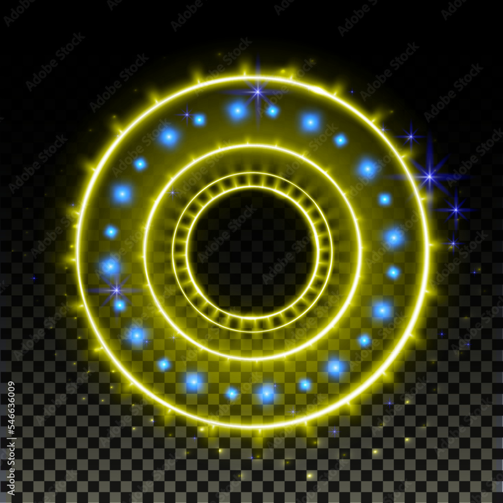 Gold hologram portal. Magic fantasy portal. Magic circle with halo ...