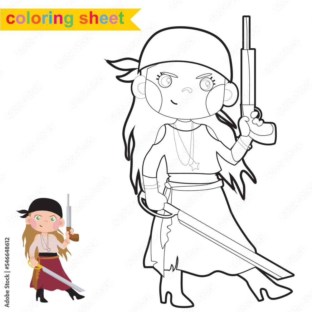 Cute pirate coloring page. Educational printable coloring worksheet ...