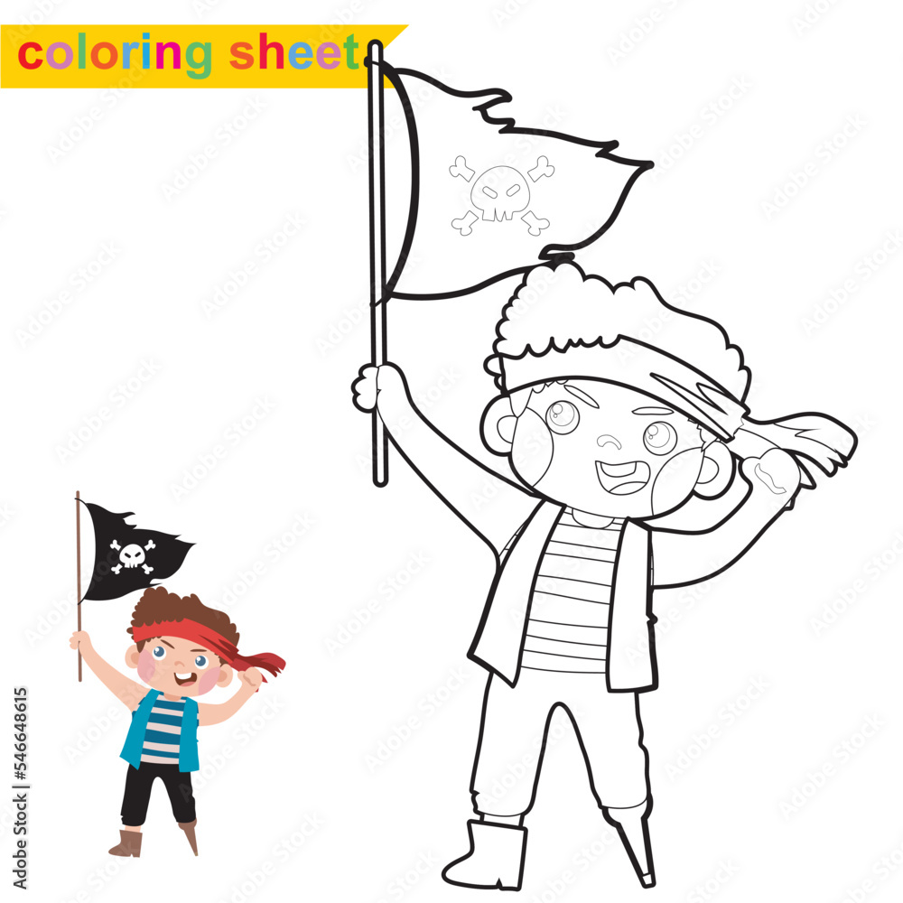 Cute pirate coloring page. Educational printable coloring worksheet ...