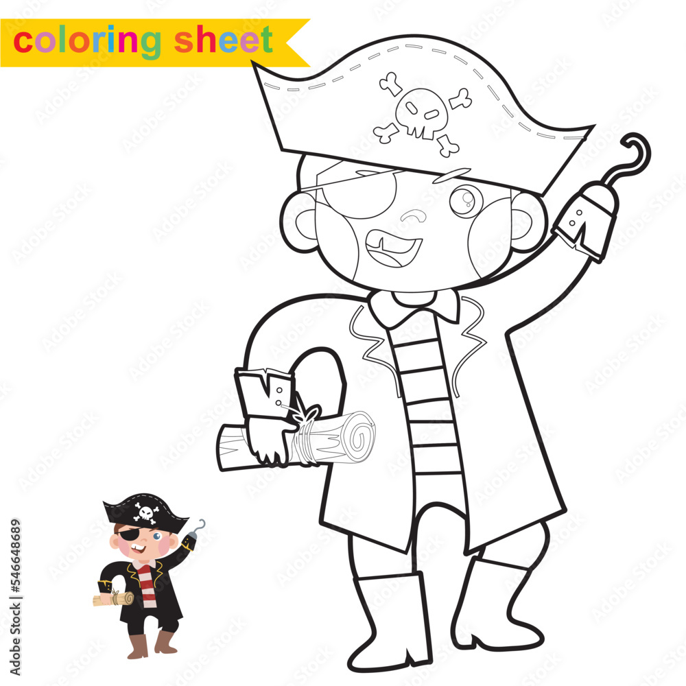 Cute pirate coloring page. Educational printable coloring worksheet ...