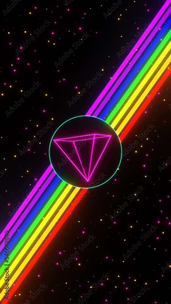 AI generated digital art of a rolling neon triangle in a circle on ...