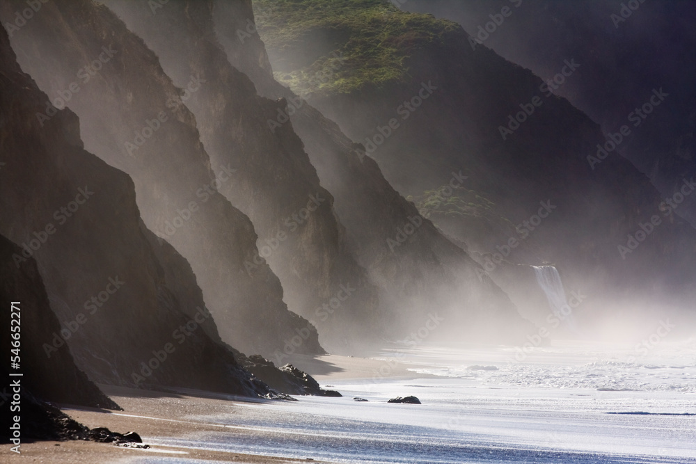 Wildcat Beach and Alamere Falls in mist in Point Reyes National ...