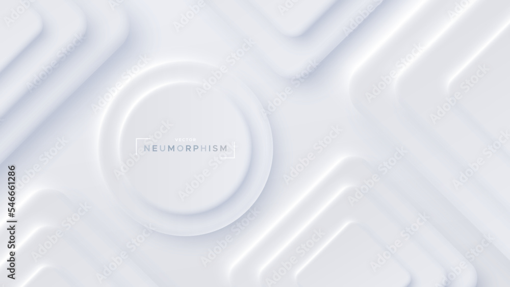 Top view podium, neumorphic bright design. Rectangular shapes with ...