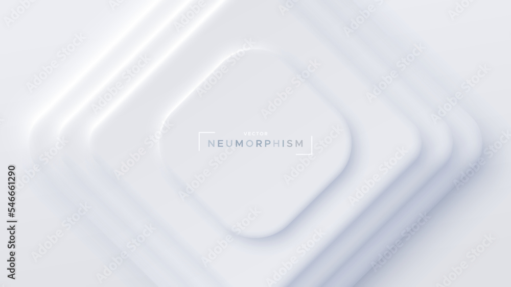 Top view podium, neumorphic bright design. Rectangular shapes with ...