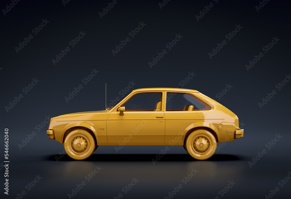 Yellow Car. Monochrome Single Color Isolated Vintage Car. Chevrolet ...