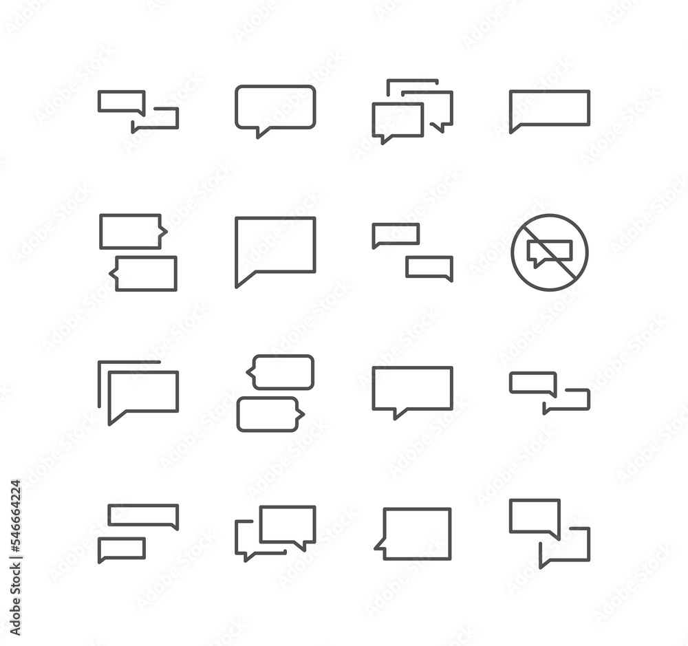 Set of message and communication icons, speech, chat bubble, comment ...