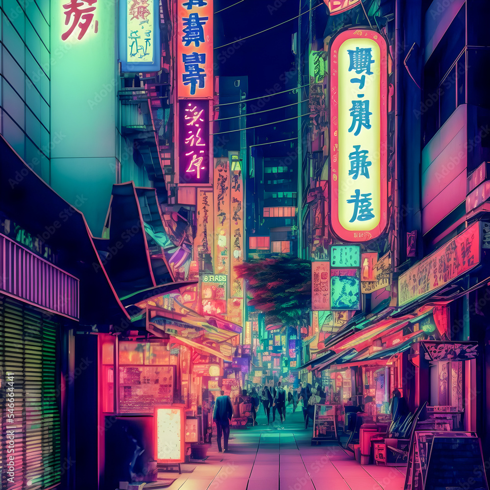 Tokyo City by Night, Anime and Manga drawing illustration, city views ...