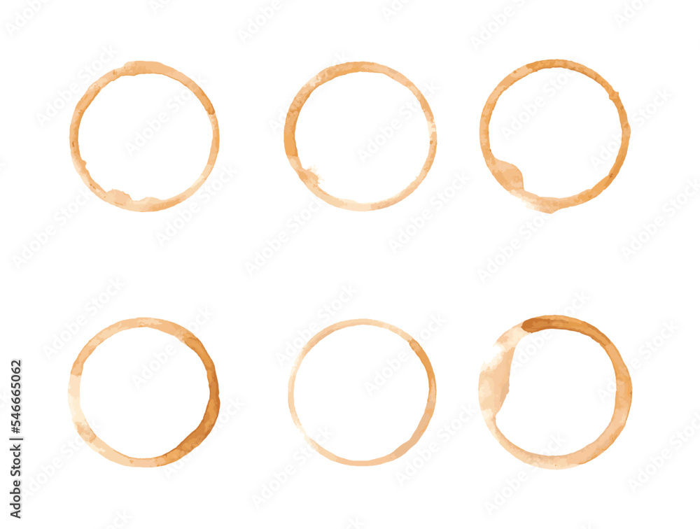 Vector set of circles from the bottom of a cup. Stains of tea isolated ...