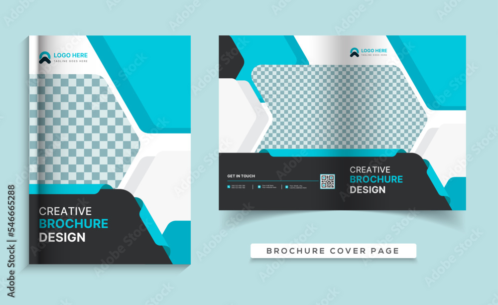 Creative brochure cover design with modern shape template, cover page annual report business ...