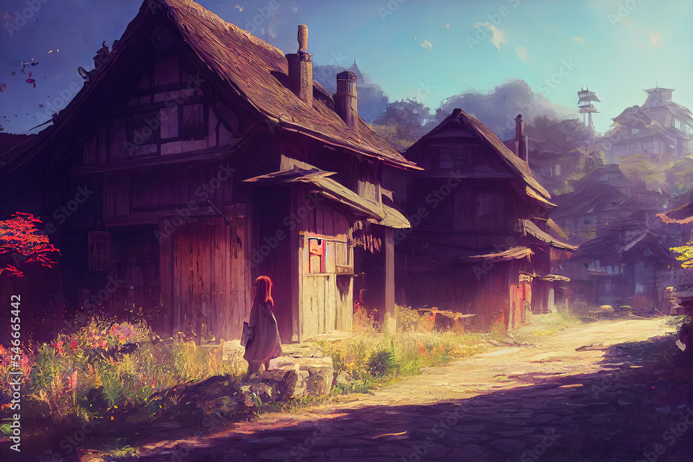 Traditional asian wooden houses in a rural Japanese town. Asian ...