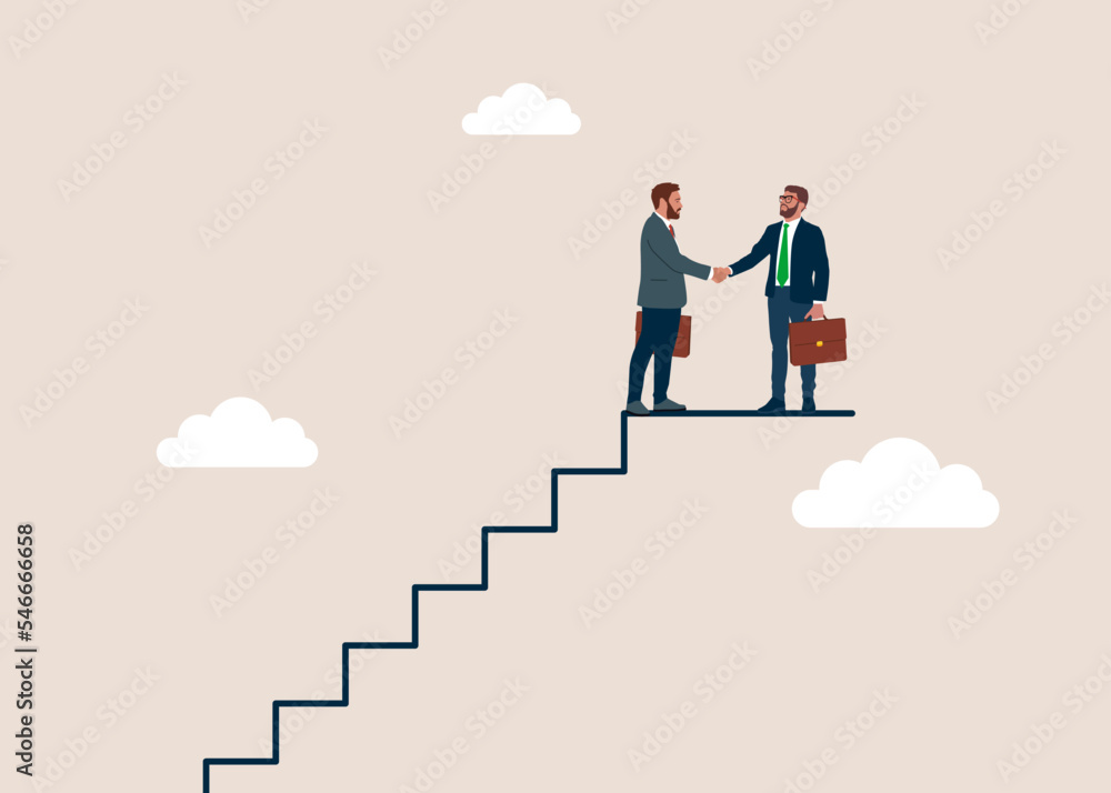 Businessman receiving job promotion in career from his boss. Corporate ...