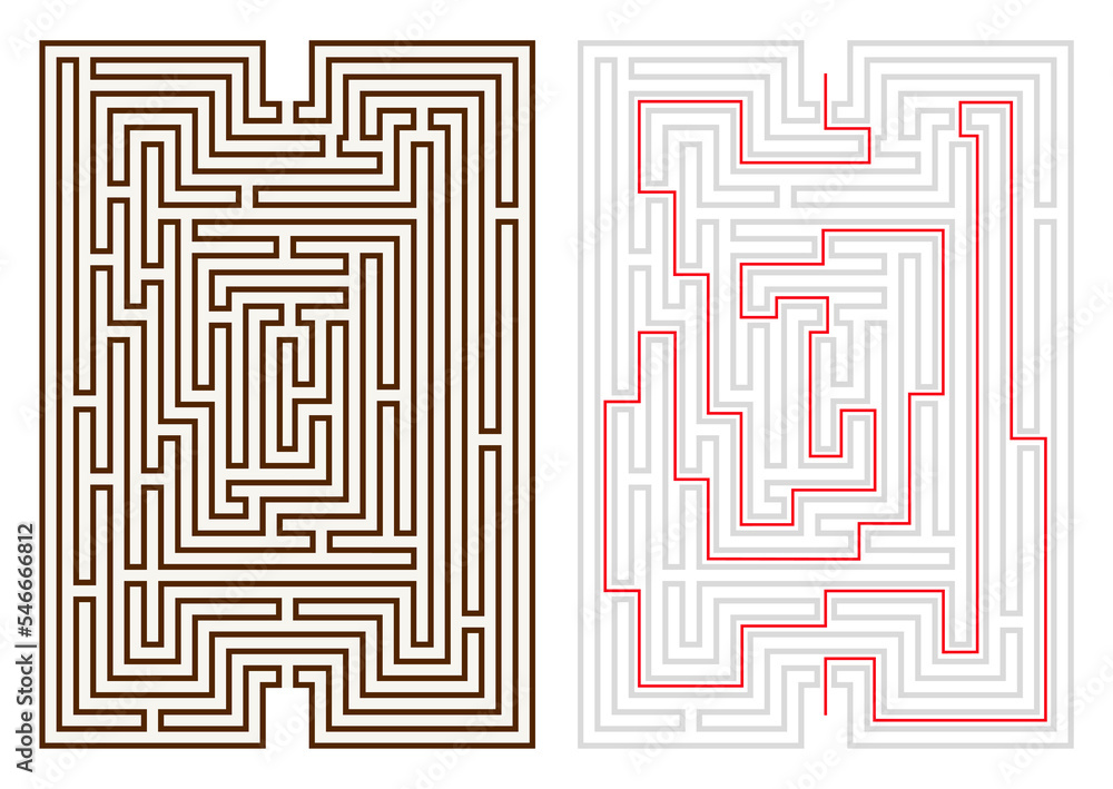 Vector of different labyrinth with solution. Maze game illustration ...