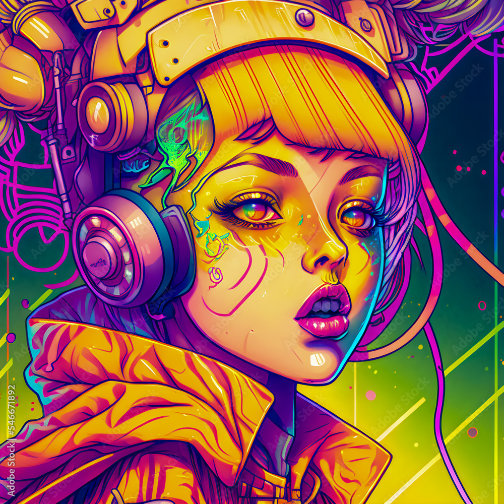 Cyberpunk, Comics, Manga character design, Anime style Stock ...