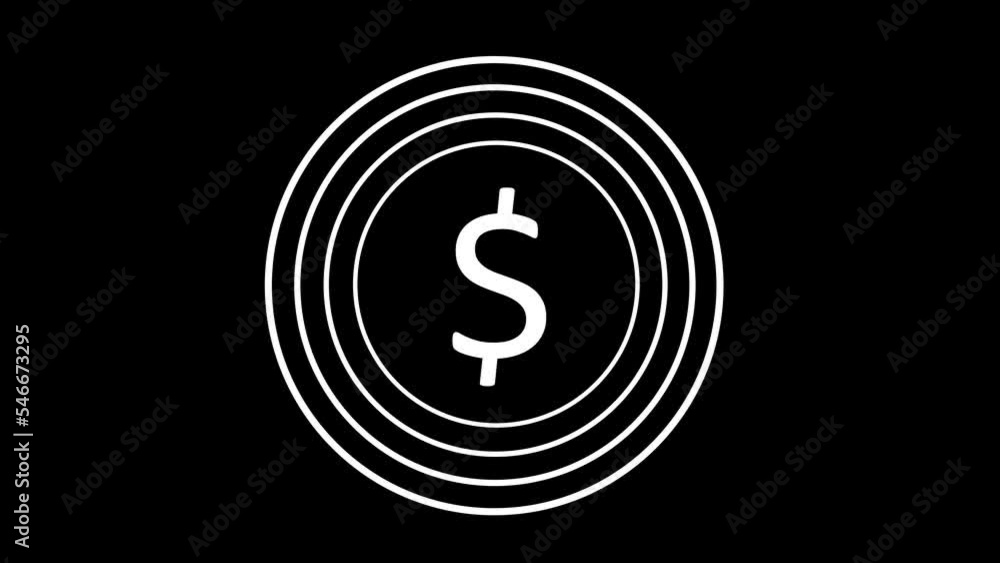 Animated dollar sign with line art circle animation, transparent ...