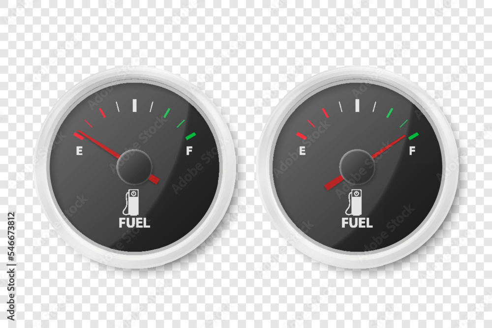 Vector 3d Realistic White and Black Gas Fuel Tank Gauge, Oil Level Bar ...