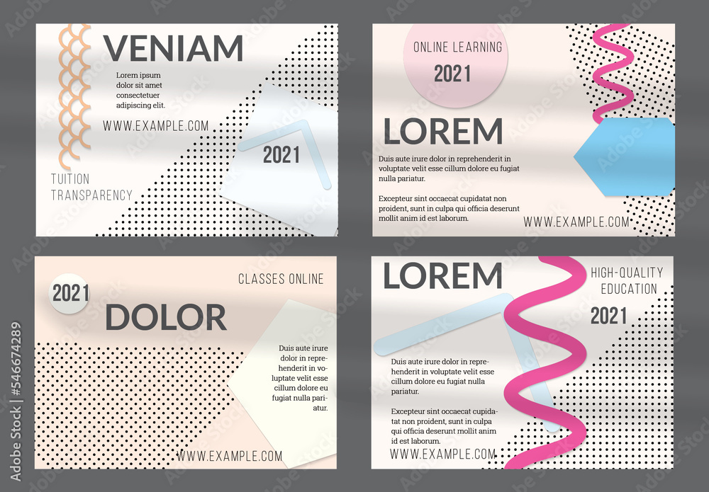 Flyer Layout with Paper Cut Simple Layered Geometric Shapes Stock ...