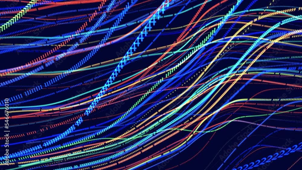 Video „digital waves. Vj loop hologram abstract bg. Symbols form lines, grid, strings ...