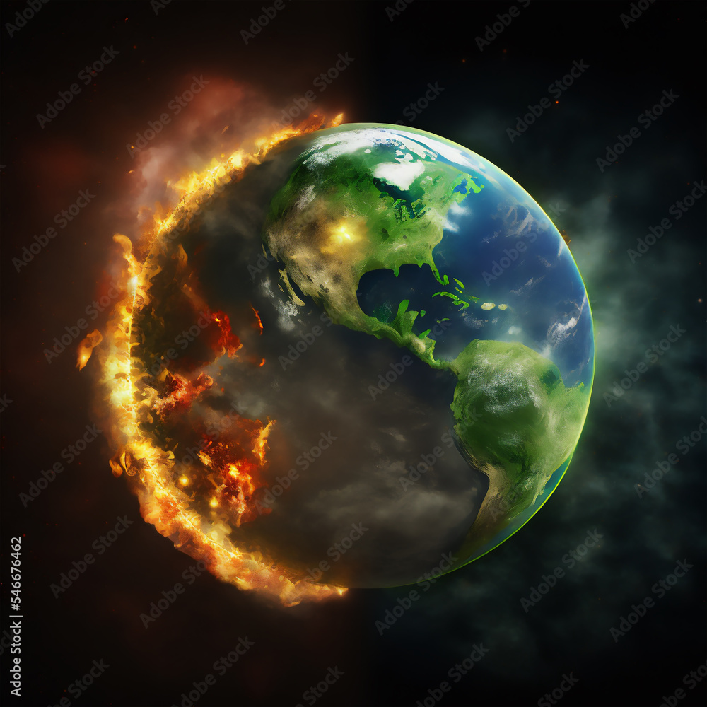 Planet earth is on fire with the climate change, global warming and ...