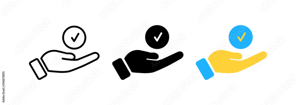 Service offer - Check best option hand with checkmark in white ...