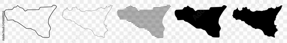 Sicily Map Black | Sicilian Border | Italian Island Italy | Transparent ...