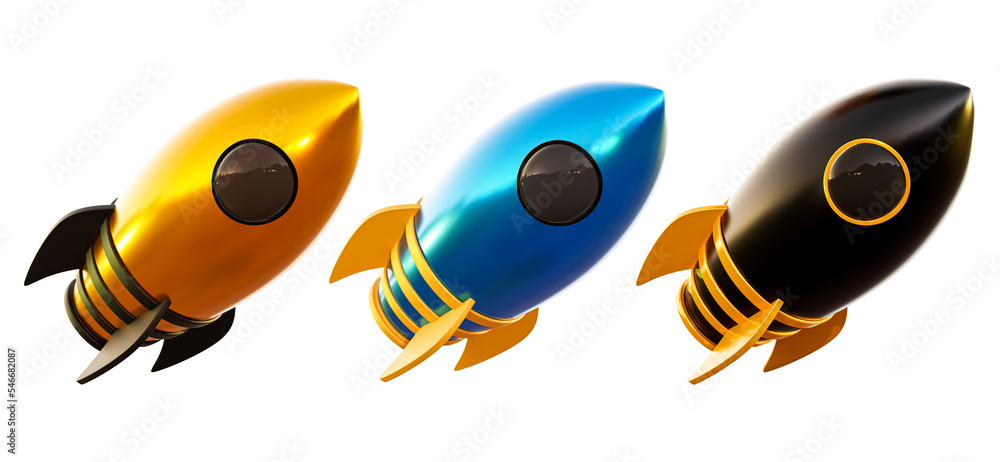Spaceship 3d icon. Realistic 3d rocket icon. 3d rendered illustration ...