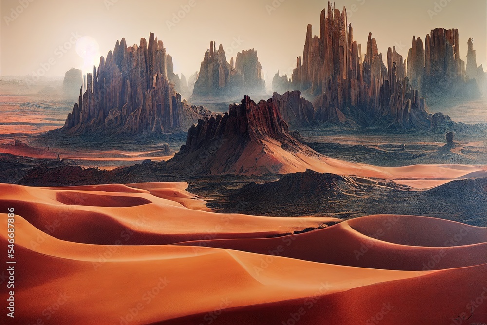 abstract landscape of the deserts of Africa from the air emulating the ...