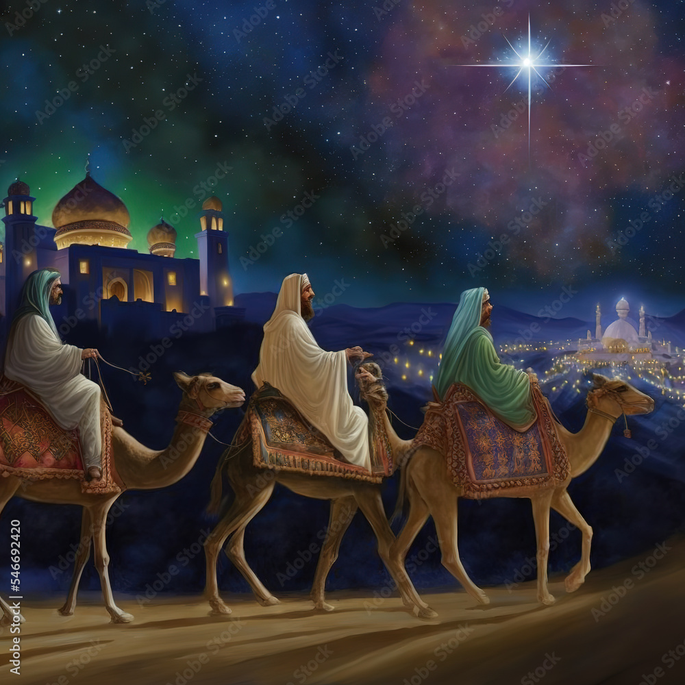 We three kings - possible nativity xmas card design Stock Illustration ...