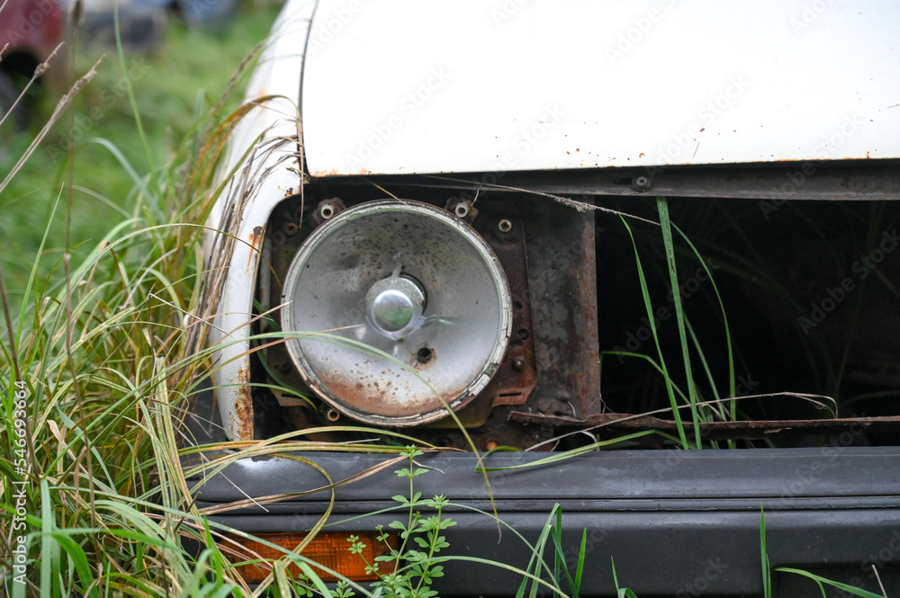 Old broken Cars on scrap yard being used for spare parts. Auto Scrap ...
