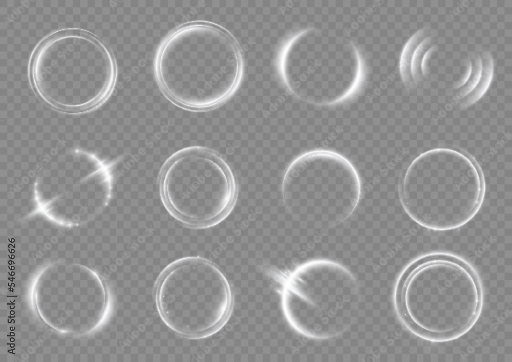 Light effect twirl, white trail wave, circle line Stock Vector | Adobe ...
