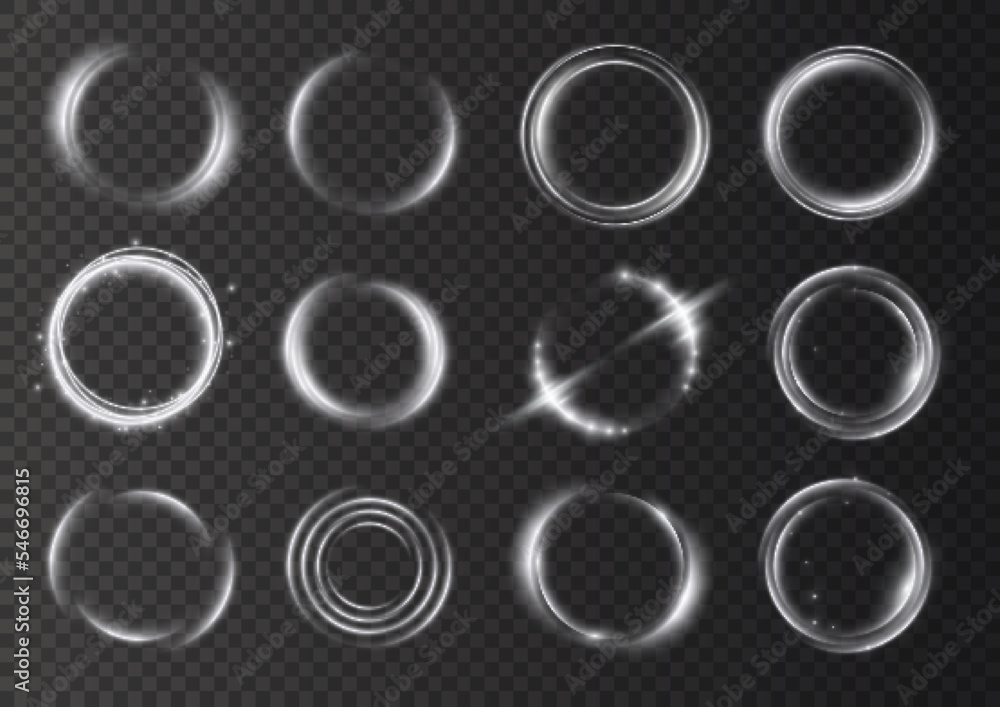 Light effect twirl, white trail wave, circle line Stock Vector | Adobe ...