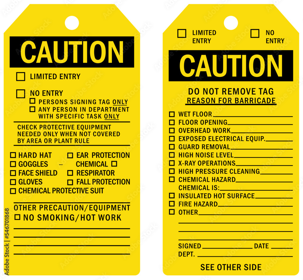 caution barricade tag do not remove safety tag template vector Stock ...