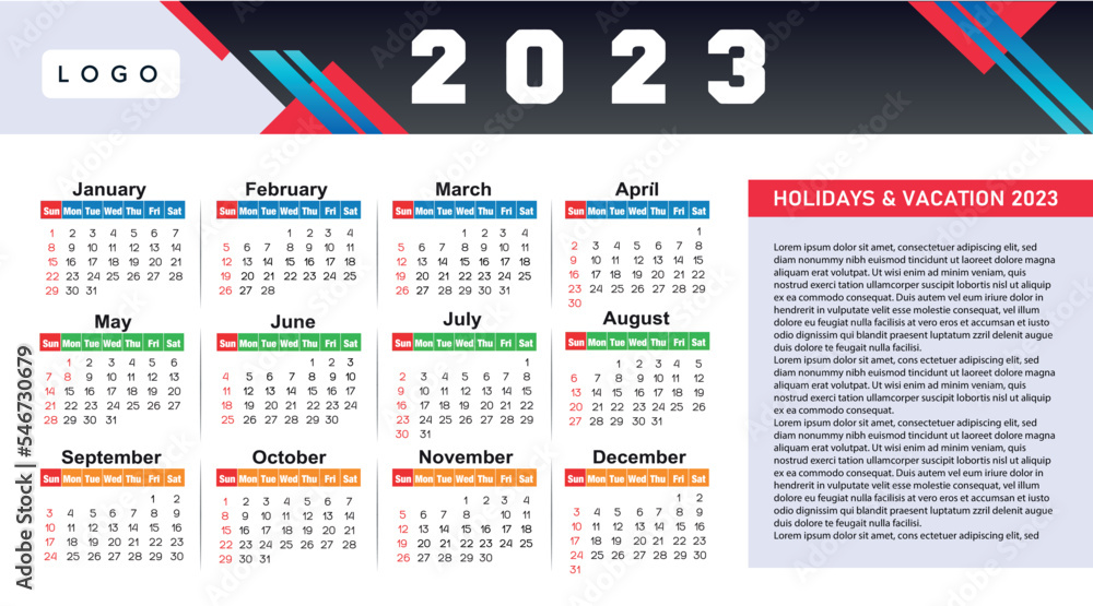 2023 Calendar year vector illustration Stock Vector | Adobe Stock