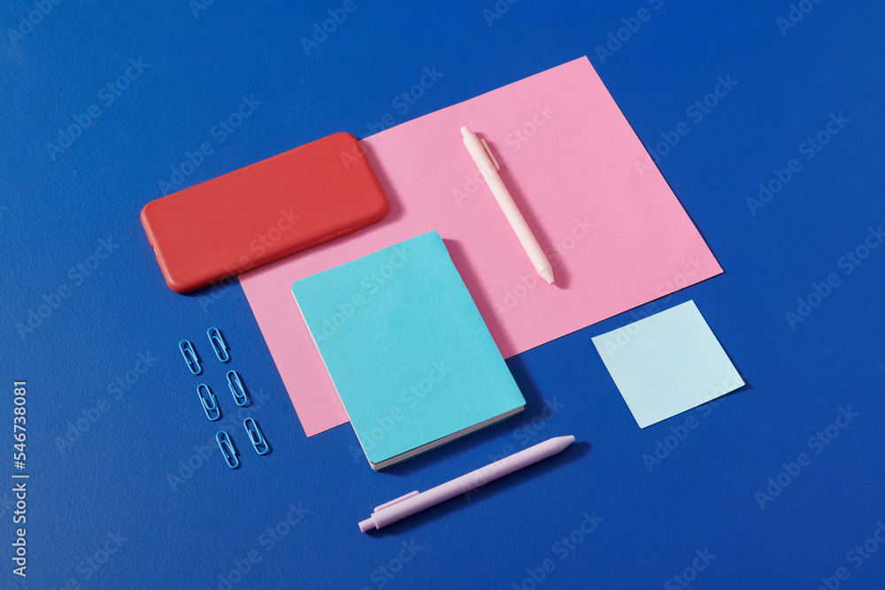 Online learning design concept. Top view of student table Stock Photo ...