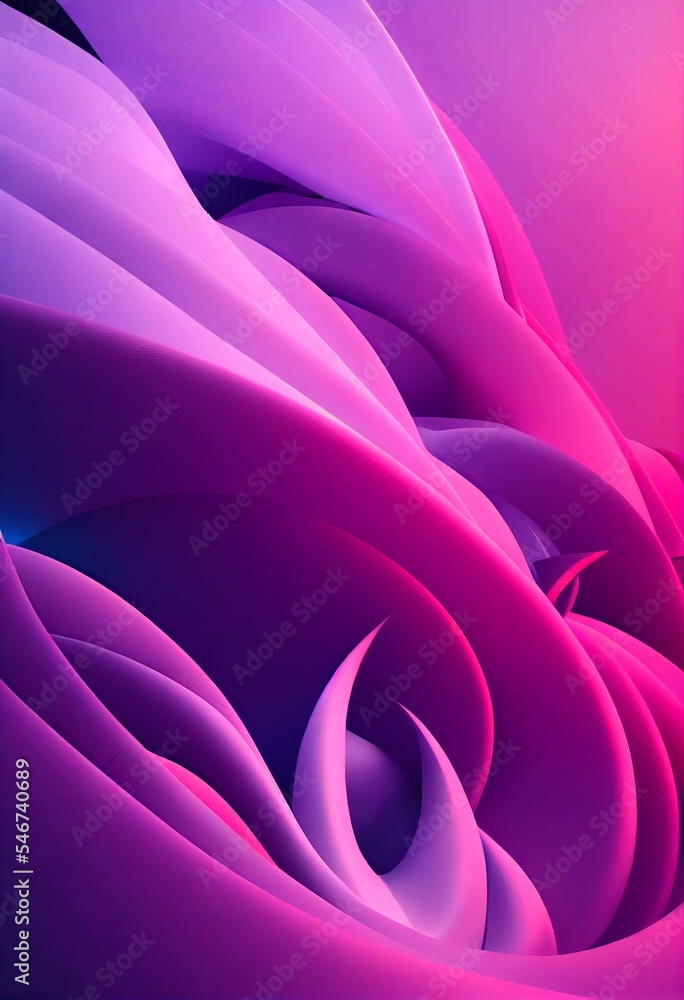 Hand drawn dynamic pink waves pattern. Collage contemporary print with ...