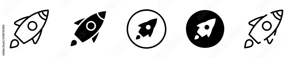 Conjunto de iconos de cohete. Nave espacial despegando. Concepto de ...