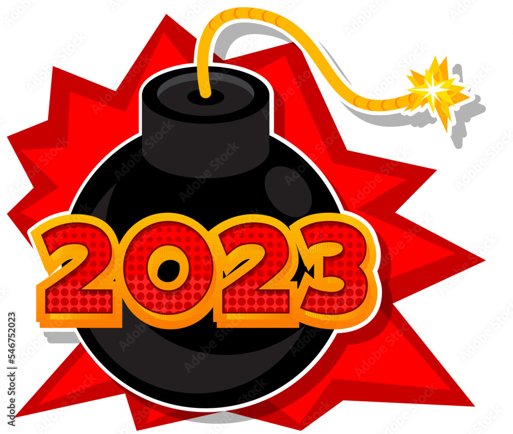 Number 2023 with Bomb. Cartoon Vector Illutration. Stock Vector | Adobe ...
