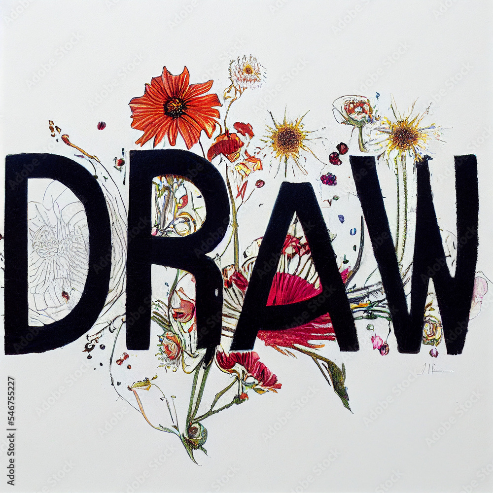 Draw Wordart Drawing | Created Using Midjourney and Photoshop Stock ...