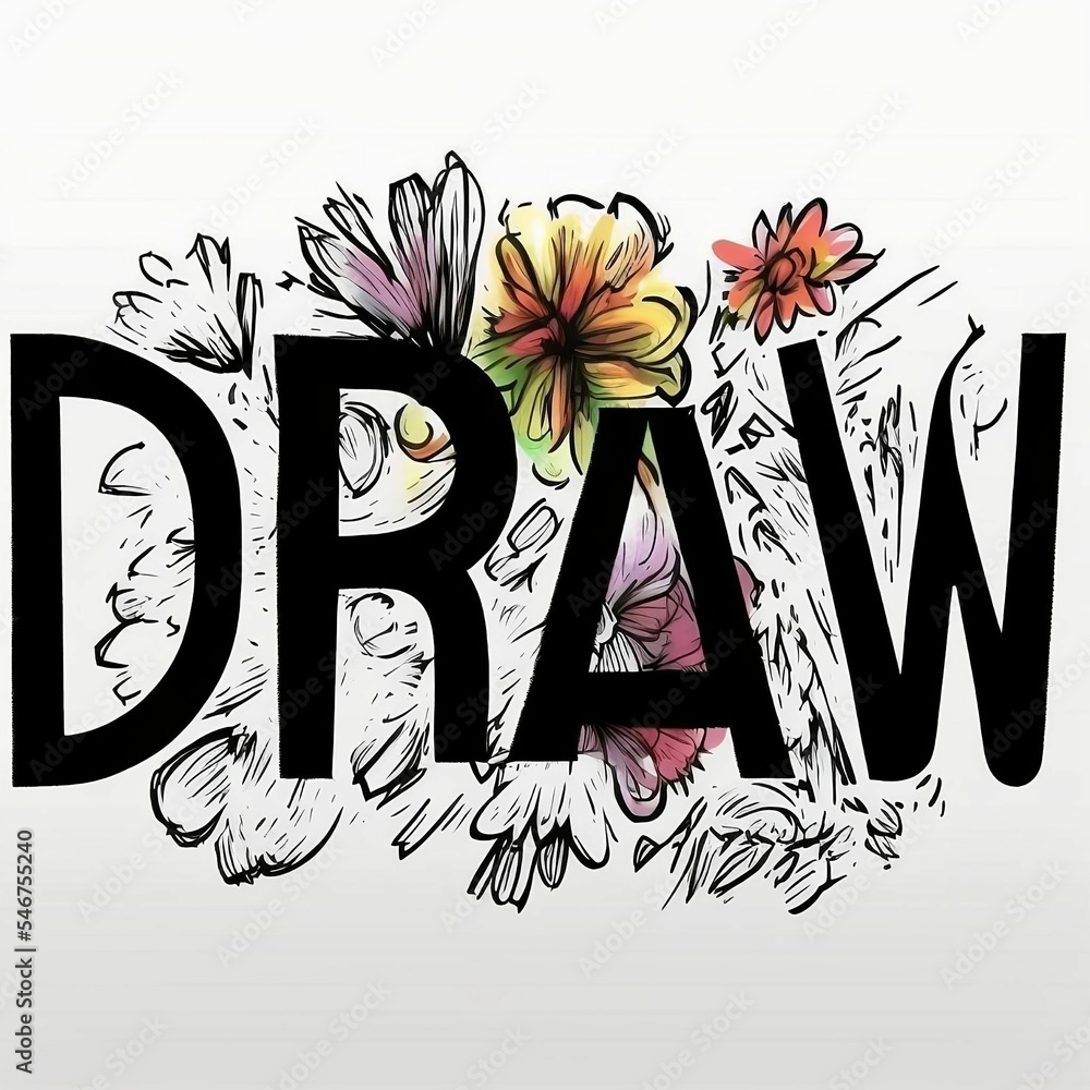 Draw Wordart Drawing | Created Using Midjourney and Photoshop Stock ...