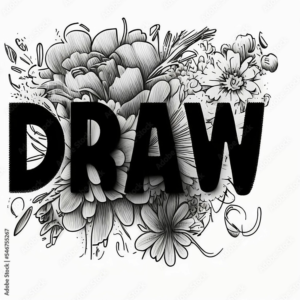 Draw Wordart Drawing | Created Using Midjourney and Photoshop Stock ...