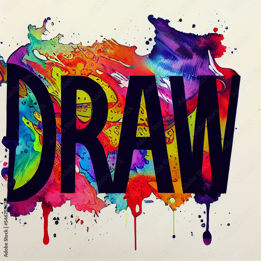 Draw Wordart Drawing | Created Using Midjourney and Photoshop Stock ...